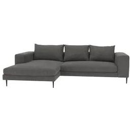 Ecksofa Inosign "Aurora, L-Form, mit extra breiter Recamiere, 324 x 170 cm (BxT)" Sofas Gr. B/H/T: 324cm x 83cm x 170cm, Struktur fein JOIZ, Recamiere links, ohne Funktion, grau (dunkelgrau) Designsofa mit tollem Sitzkomfort, extra hohe Metallfüße schwarz