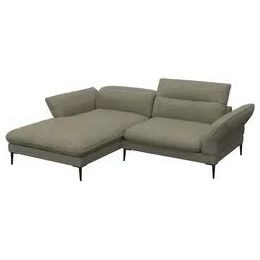 Ecksofa FLEXLUX "Salino, Funktionssofa mit Recamiere, Relaxsofa, Ecksofa" Sofas Gr. B/H/T: 245cm x 88cm x 182cm, Boucle, Recamiere links, grün (fall green) Sofa mit Arm- und Kopfteil-Verstellungen, Kaltschaum & Stahl-Wellen