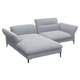 Ecksofa FLEXLUX "Salino, Funktionssofa mit Recamiere, Relaxsofa, Ecksofa" Sofas Gr. B/H/T: 245cm x 88cm x 182cm, Struktur, Recamiere links, grau (stone grey) Sofa mit Arm- und Kopfteil-Verstellungen, Kaltschaum & Stahl-Wellen