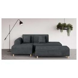 Ecksofa Inosign "Suyala" Sofas Gr. B/H/T: 258cm x 85cm x 168cm, Chenilleoptik, Recamiere links, mit Hocker, grau (anthrazit) L-Form mit Hocker