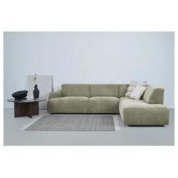 Ecksofa Andas "Linkka" Sofas Gr. B/H/T: 282cm x 75cm x 223cm, Chenille, Ottomane rechts, grün L-Form, in einem weichen Chenille-Stoff, mit Wellenunterfederung