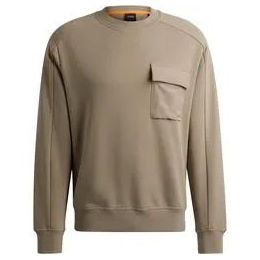 Sweatshirt BOSS ORANGE "We_PocketCargo" Gr. XL, braun (open brown246) Herren Sweatshirts mit Raglanärmeln