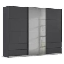 Schwebetürenschrank Rauch "Kleiderschrank Schrank Garderobe ELARA Glastür/Grauspiegel" Schränke Gr. B/H/T: 271cm x 210cm x 62cm, 3 St., grau (graumetallic/grauspiegel) praktische Schubladen optional farblich abgesetzt MADE IN GERMANY