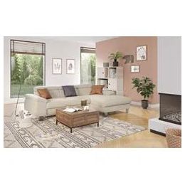 Ecksofa COTTA "Komaris L-Form" Sofas Gr. B/H/T: 244cm x 72cm x 166cm, Flachgewebe, Recamiere rechts, ohne Bettfunktion-ohne Bettkasten-ohne RGB-LED-Beleuchtung, beige mit Kopfteilverstellung, wahlweise Bettfunktion,Stauraum & Beleuchtung