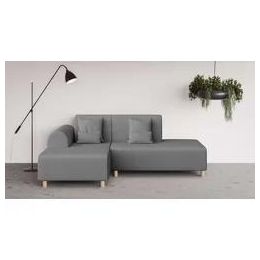 Ecksofa Inosign "Suyala" Sofas Gr. B/H/T: 258cm x 85cm x 168cm, Boucle, Recamiere links, ohne Hocker, grau (dunkelgrau) L-Form mit Hocker