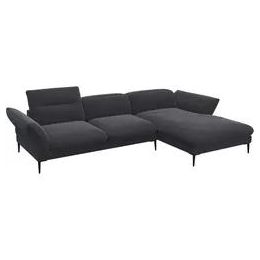 Ecksofa FLEXLUX "Salino, Funktionssofa mit Recamiere, Relaxsofa, Ecksofa" Sofas Gr. B/H/T: 307cm x 88cm x 182cm, Struktur, Chaiselongue rechts, grau (charcoal grey) Sofa mit Arm- und Kopfteil-Verstellungen, Kaltschaum & Stahl-Wellen