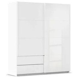 Schwebetürenschrank Rauch "Kleiderschrank Schrank Garderobe ELARA Glastür/Grauspiegel" Schränke Gr. B/H/T: 181 cm x 210 cm x 62 cm, 2 St., weiß (alpinweiß, glas weiß) praktische Schubladen optional farblich abgesetzt MADE IN GERMANY