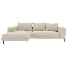 Ecksofa Inosign "Aurora, L-Form, mit extra breiter Recamiere, 324 x 170 cm (BxT)" Sofas Gr. B/H/T: 324cm x 83cm x 170cm, Struktur fein JOIZ, Recamiere links, ohne Funktion, beige Designsofa mit tollem Sitzkomfort, extra hohe Metallfüße schwarz