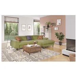 Ecksofa COTTA "Komaris L-Form", grün (grass), B:244cm H:72cm T:166cm, 94% POLYESTER (PES) 6%POLYAMID (PA), Sofas, mit Kopfteilverstellung, wahlweise Bettfunktion,Stauraum & Beleuchtung, Topseller