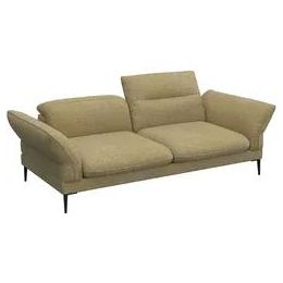 2,5-Sitzer FLEXLUX "Salino, Funktionssofa, Relaxsofa" Sofas Gr. B/H/T: 215cm x 88cm x 105cm, Boucle, gelb (mustard gelb) Sofa mit Arm- und Kopfteil-Verstellungen, Kaltschaum & Stahl-Wellen