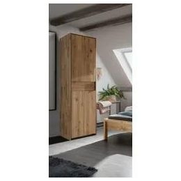 Drehtürenschrank Home Affaire "Huven, Kleiderschrank, viel Stauraum, Aufbewahrung", braun (wildeiche, na), B:54cm H:218cm T:65cm, Massivholz, Schränke, Massiv Eiche, unterschiedliche Schrankbreiten erhältlich "218cm Hoch"