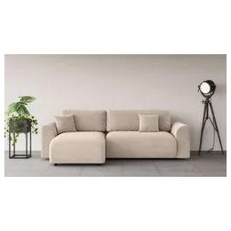 Ecksofa Andas "VasbySuyal" Sofas Gr. B/H/T: 235cm x 80cm x 138cm, Chenille, Recamiere beidseitig montierbar, mit Bettfunktion und Bettkasten, beige L-Form