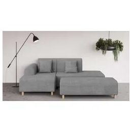 Ecksofa Inosign "Suyala" Sofas Gr. B/H/T: 258cm x 85cm x 168cm, Chenilleoptik, Recamiere links, mit Hocker, grau (hellgrau) L-Form mit Hocker