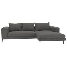 Ecksofa Inosign "Aurora, L-Form, mit extra breiter Recamiere, 324 x 170 cm (BxT)" Sofas Gr. B/H/T: 324cm x 83cm x 170cm, Struktur fein JOIZ, Recamiere rechts, ohne Funktion, grau (dunkelgrau) Designsofa mit tollem Sitzkomfort, extra hohe Metallfüße schwarz