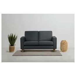 2-Sitzer Andas "Tvinno" Sofas Gr. B/H/T: 155cm x 87cm x 86cm, Webstoff fein, grau (anthrazit) im skandinavischen Stil, mit Massivholzfüßen, Breite 155 cm