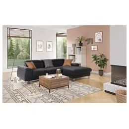 Ecksofa COTTA "Komaris L-Form", schwarz (charcoal), B:244cm H:72cm T:166cm, 88% POLYESTER (PES) 12% POLYAMID (PA), Sofas, mit Kopfteilverstellung, wahlweise Bettfunktion,Stauraum & Beleuchtung, Topseller