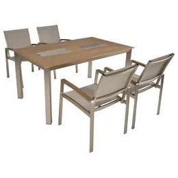 Garten-Essgruppe Garden Pleasure "Tischgruppe »FLORENCE«" Sitzmöbel-Sets grau (grau, champagner) 4 Stühle (stapelbar), Tisch LxB: 90x75 cm, mit 2 Eisbehälter im