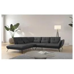 Ecksofa Places of Style "Mikado L-Form" Sofas Gr. B/H/T: 297cm x 88cm x 245cm, Flachgewebe-Samtoptik, langer Schenkel rechts, inkl.Sitztiefenverstellung-mit Click&Seat Schnellbefestigungssystem für Rückenlehne, grau (dunkelgrau) inkl. Sitztiefenverstellung und Armteilverstellung