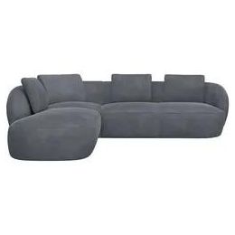 Ecksofa FLEXLUX "Torino, rund, L-Form, Sofa-Ecke mit Ottomane" Sofas Gr. B/H/T: 265cm x 85cm x 237cm, Boucle, lange Ottomane links, grau (soft grey) Modernes, organisches Sofa-Design, Kaltschaum, Wellenunterfederung