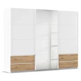 Schwebetürenschrank Rauch "Kleiderschrank Schrank Garderobe Wäscheschrank ELARA mit Spiegel" Schränke Gr. B/H/T: 271 cm x 210 cm x 62 cm, 3 St., weiß (alpinweiß, eiche artisan) praktische Schubladen optional farblich abgesetzt MADE IN GERMANY