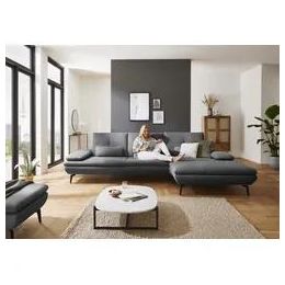 Ecksofa DIE PLANBAR "MP-IN23002 L-Form" Sofas Gr. B/H/T: 322cm x 93cm x 188cm, Ottomane rechts, ohne Armteilverstellung-Sitztiefenverstellung, schwarz (cyber anthrazit) wahlweise mit Armteil- und Sitztiefenverstellung