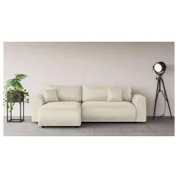 Ecksofa Andas "VasbySuyal" Sofas Gr. B/H/T: 235cm x 80cm x 138cm, Samtoptik, Recamiere beidseitig montierbar, mit Bettfunktion und Bettkasten, beige (hellbeige) L-Form