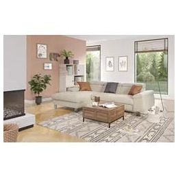 Ecksofa COTTA "Komaris L-Form", beige, B:244cm H:72cm T:166cm, 94% POLYESTER (PES) 6%POLYAMID (PA), Sofas, mit Kopfteilverstellung, wahlweise Bettfunktion,Stauraum & Beleuchtung, Topseller