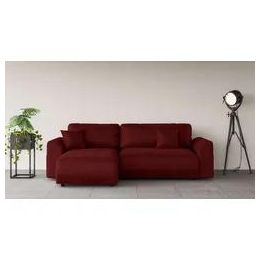 Ecksofa Andas "VasbySuyal" Sofas Gr. B/H/T: 235cm x 80cm x 138cm, Samtoptik, Recamiere beidseitig montierbar, mit Bettfunktion und Bettkasten, rot (bordeaux) L-Form