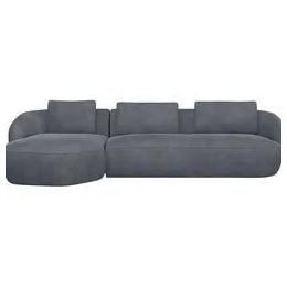 Wohnlandschaft FLEXLUX "Torino, rund, L-Form, Sofa-Ecke mit Recamiere, Longchair-Sofa" Sofas Gr. B/H/T: 307cm x 85cm x 146cm, Boucle, Chaiselongue links, grau (soft grey) Modernes, organisches Sofa-Design, Kaltschaum, Wellenunterfederung