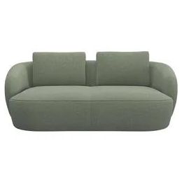 2,5-Sitzer FLEXLUX "Torino, rund, Couch, Loveseat" Sofas Gr. B/H/T: 186cm x 85cm x 102cm, Chenille-Struktur, grün (olive) Modernes, organisches Sofa-Design, Kaltschaum, Wellenunterfederung