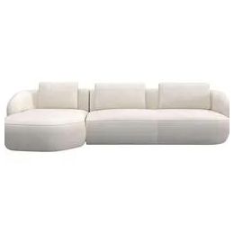 Wohnlandschaft FLEXLUX "Torino, rund, L-Form, Sofa-Ecke mit Recamiere, Longchair-Sofa" Sofas Gr. B/H/T: 307cm x 85cm x 146cm, Boucle, Chaiselongue links, beige (vanilla cream) Modernes, organisches Sofa-Design, Kaltschaum, Wellenunterfederung