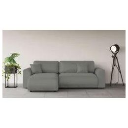 Ecksofa Andas "VasbySuyal" Sofas Gr. B/H/T: 235cm x 80cm x 138cm, Samtoptik, Recamiere beidseitig montierbar, mit Bettfunktion und Bettkasten, grau (hellgrau) L-Form