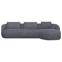 Wohnlandschaft FLEXLUX "Torino, rund, L-Form, Sofa-Ecke mit Recamiere, Longchair-Sofa" Sofas Gr. B/H/T: 307cm x 85cm x 146cm, Boucle, Chaiselongue rechts, grau (soft grey) Modernes, organisches Sofa-Design, Kaltschaum, Wellenunterfederung