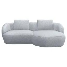 Wohnlandschaft FLEXLUX "Torino, rund, L-Form, Sofa-Ecke mit Recamiere, Longchair-Sofa" Sofas Gr. B/H/T: 217cm x 85cm x 146cm, Chenille, Chaiselongue rechts, grau (sandy shell) Modernes, organisches Sofa-Design, Kaltschaum, Wellenunterfederung