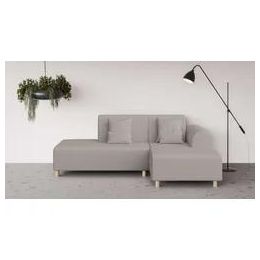 Ecksofa Inosign "Suyala" Sofas Gr. B/H/T: 258cm x 85cm x 168cm, Boucle, Recamiere rechts, ohne Hocker, grau (taupe) L-Form mit Hocker