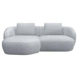 Wohnlandschaft FLEXLUX "Torino, rund, L-Form, Sofa-Ecke mit Recamiere, Longchair-Sofa" Sofas Gr. B/H/T: 217cm x 85cm x 146cm, Chenille, Chaiselongue links, grau (sandy shell) Modernes, organisches Sofa-Design, Kaltschaum, Wellenunterfederung