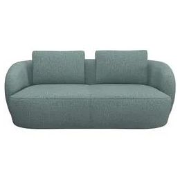 2,5-Sitzer FLEXLUX "Torino, rund, Couch, Loveseat" Sofas Gr. B/H/T: 186cm x 85cm x 102cm, Boucle, blau (sky blue) Modernes, organisches Sofa-Design, Kaltschaum, Wellenunterfederung