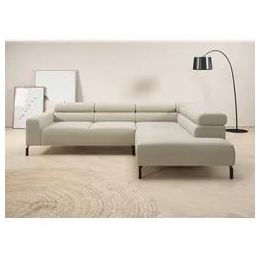 Ecksofa Places of Style "Antonelli, L-Form, incl. Kopfteilverstellung, Breite 276 cm" Sofas Gr. B/H/T: 276cm x 71cm x 219cm, Cord, Recamiere rechts, ohne Sitztiefenverstellung, beige (natur) wahlweise elektrische Sitztiefenverstellung