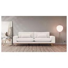 3-Sitzer Home Affaire "Torino B/T/H: 237/91/81 cm" Sofas Gr. B/H/T: 237cm x 81cm x 91cm, Bouclé, beige (creme) mit edlem Holzrahmen, incl. Zierkissen, auch in Bouclé