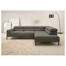Ecksofa Places of Style "Antonelli, L-Form, inkl. Kopfteilverstellung, Breite 276 cm", grau, B:276cm H:71cm T:219cm, 95% Polyester, 5% Nylon, Sofas, ohne Sitztiefenverstellung, in Feincord, grau