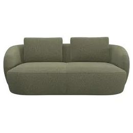 2,5-Sitzer FLEXLUX "Torino, rund, Couch, Loveseat" Sofas Gr. B/H/T: 186cm x 85cm x 102cm, Chenille-Struktur, grün (moss) Modernes, organisches Sofa-Design, Kaltschaum, Wellenunterfederung