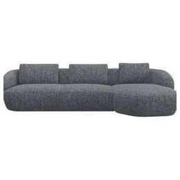 Wohnlandschaft FLEXLUX "Torino, rund, L-Form, Sofa-Ecke mit Recamiere, Longchair-Sofa" Sofas Gr. B/H/T: 307cm x 85cm x 146cm, Chenille, Chaiselongue rechts, grau (granite grey) Modernes, organisches Sofa-Design, Kaltschaum, Wellenunterfederung