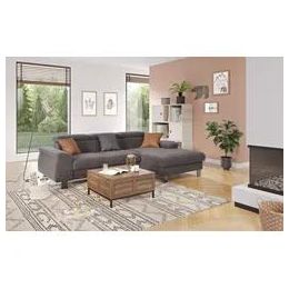 Ecksofa COTTA "Komaris L-Form", grau (anthrazit), B:244cm H:72cm T:166cm, 88% POLYESTER (PES) 12% POLYAMID (PA), Sofas, mit Kopfteilverstellung, wahlweise Bettfunktion,Stauraum & Beleuchtung, Topseller