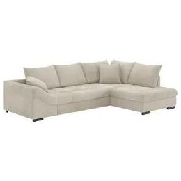 Ecksofa Inosign "Allegro, L-Form" Sofas Gr. B/H/T: 303cm x 86cm x 202cm, Soft clean, Ottomane rechts, beige (novaclean avanti 6 taupe) mit Hochschläfer-Bettauszug, wahlweise Kaltschaum