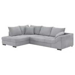 Ecksofa Inosign "Allegro, L-Form" Sofas Gr. B/H/T: 303cm x 86cm x 202cm, Microfaser, Ottomane links, grau (memphis 45 grau) mit Hochschläfer-Bettauszug, wahlweise Kaltschaum