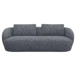 3-Sitzer FLEXLUX "Torino, rund, Couch, Dreisitzer" Sofas Gr. B/H/T: 217cm x 85cm x 102cm, Chenille, grau (granite grey) Modernes, organisches Sofa-Design, Kaltschaum, Wellenunterfederung