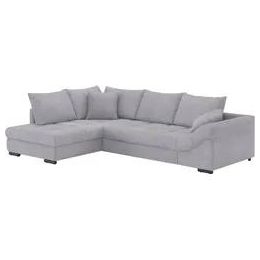 Ecksofa Inosign "Allegro, L-Form" Sofas Gr. B/H/T: 303cm x 86cm x 202cm, Cord, Ottomane links, grau (stripes 8637 warm grau) mit Hochschläfer-Bettauszug, wahlweise Kaltschaum