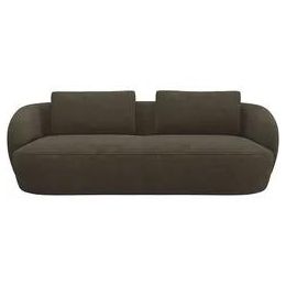 3-Sitzer FLEXLUX "Torino, rund, Couch, Dreisitzer" Sofas Gr. B/H/T: 217cm x 85cm x 102cm, Lederoptik, braun (camel brown) Modernes, organisches Sofa-Design, Kaltschaum, Wellenunterfederung