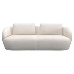 3-Sitzer FLEXLUX "Torino, rund, Couch, Dreisitzer" Sofas Gr. B/H/T: 217cm x 85cm x 102cm, Boucle, beige (vanilla cream) Modernes, organisches Sofa-Design, Kaltschaum, Wellenunterfederung