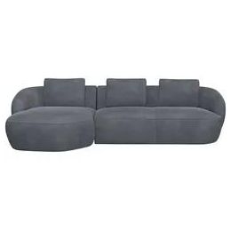 Wohnlandschaft FLEXLUX "Torino, rund, L-Form, Sofa-Ecke mit Recamiere, Longchair-Sofa" Sofas Gr. B/H/T: 276cm x 85cm x 146cm, Boucle, Chaiselongue links, grau (soft grey) Modernes, organisches Sofa-Design, Kaltschaum, Wellenunterfederung